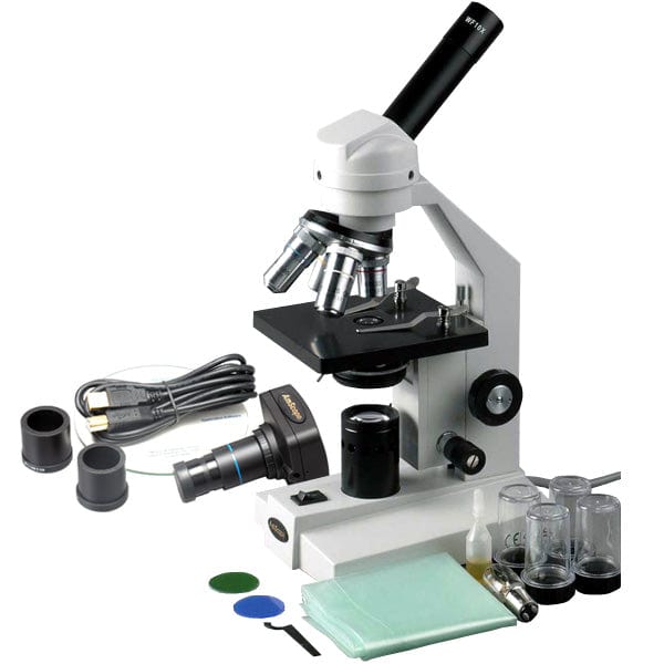 40X-1000X Advanced Home School Microscope with Mechanical Stage & 1.3M – AmScope UK