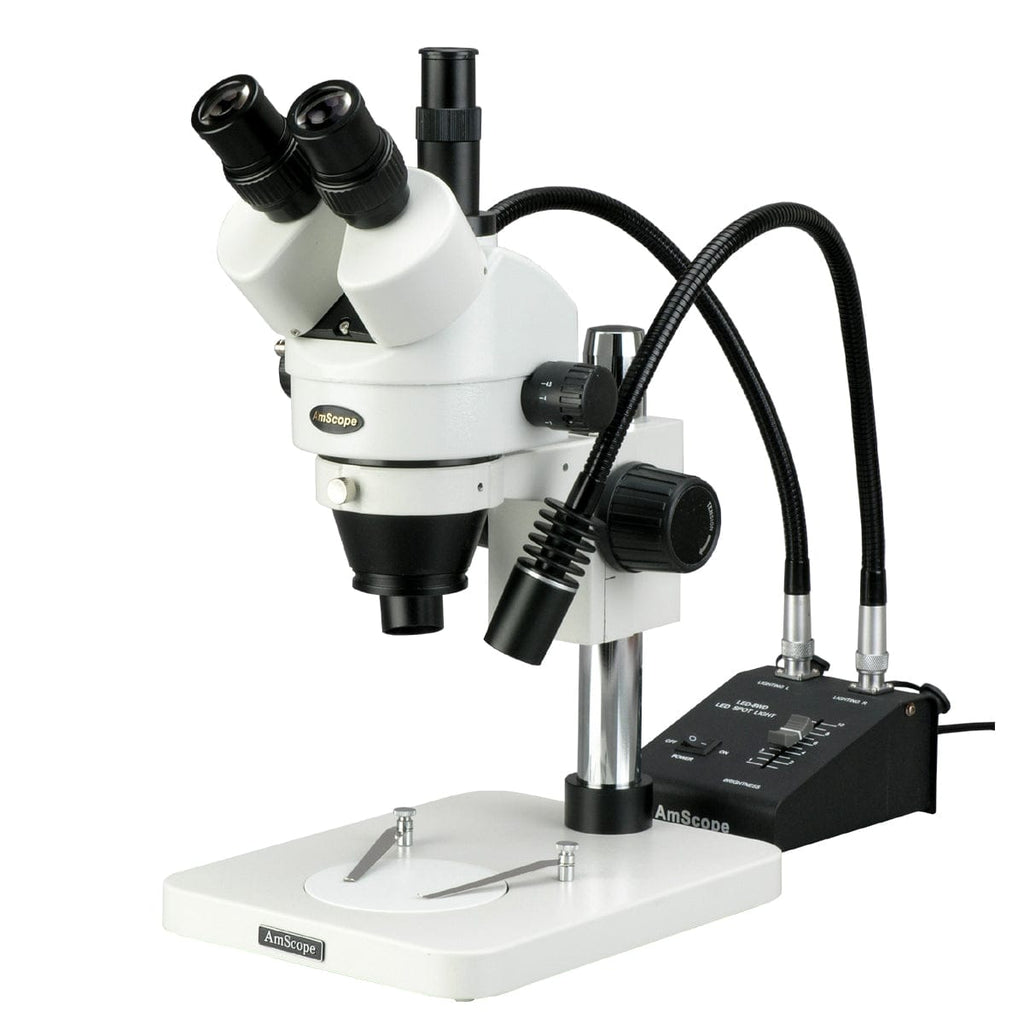 AmScope SM-1 Series Zoom Trinocular Stereo Microscope 7X-45X Magnifica – AmScope UK