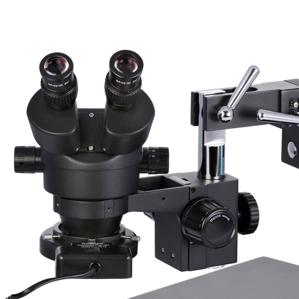 AmScope SM-4B Series Boom Stand Stereo Microscope 3.5X-90X Magnificati ...