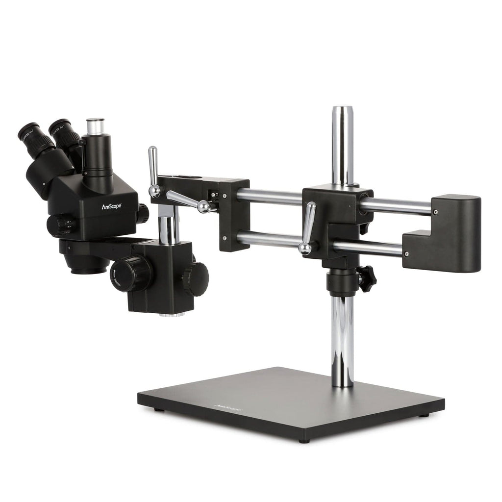 AmScope SM-4T Series Simul-Focal Trinocular Zoom Stereo Microscope Bla ...