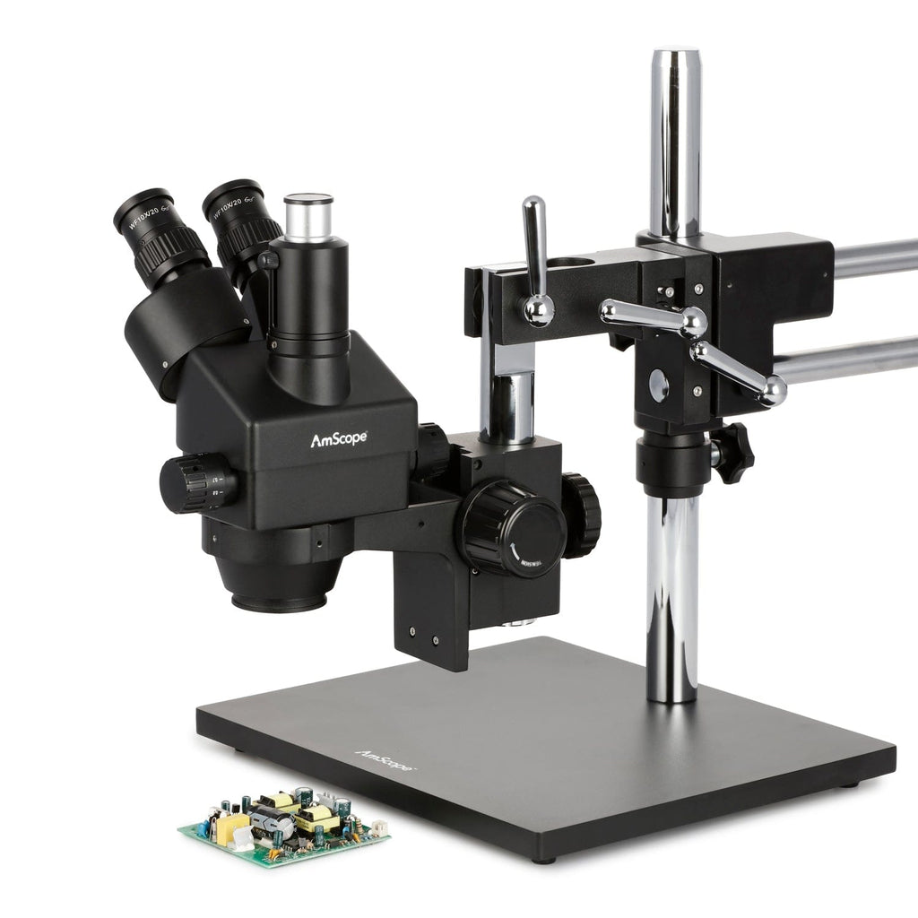 AmScope SM-4 Series Zoom Trinocular Stereo Microscope 7X-45X Magnifica ...
