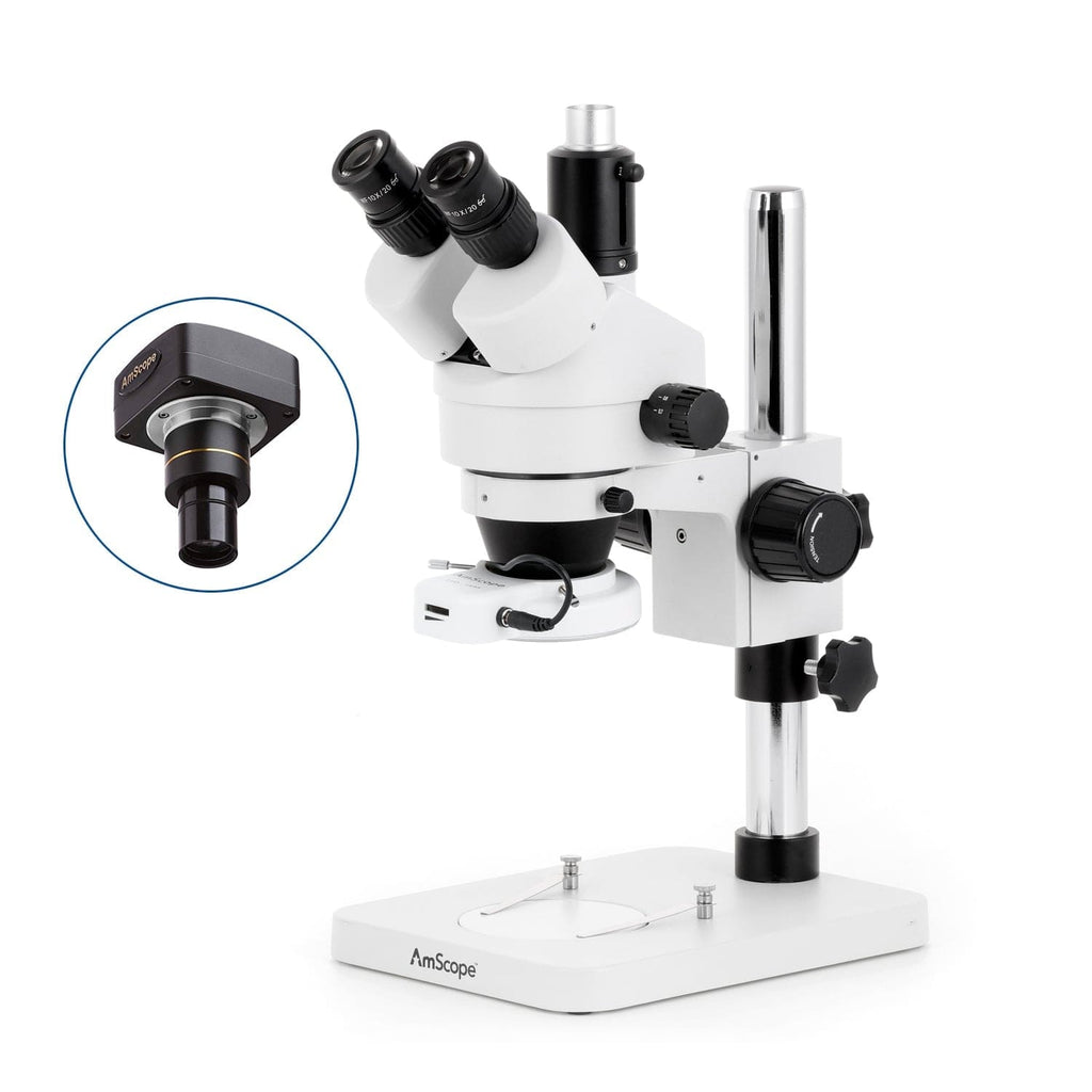 AmScope SM-1T Series Trinocular Zoom Stereo Microscope 3.5X-45X Magnif ...