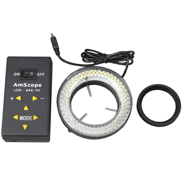 AmScope 144 LED Four-Zone Microscope Ring Light with Adapter – AmScope UK