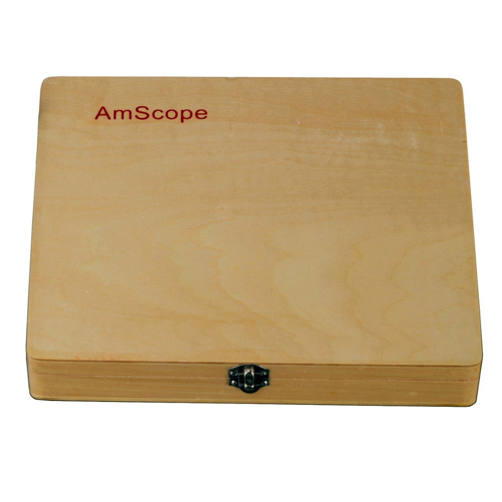 AmScope 100pc Prepared Glass Microscope Slides in Wood Case with Insec ...